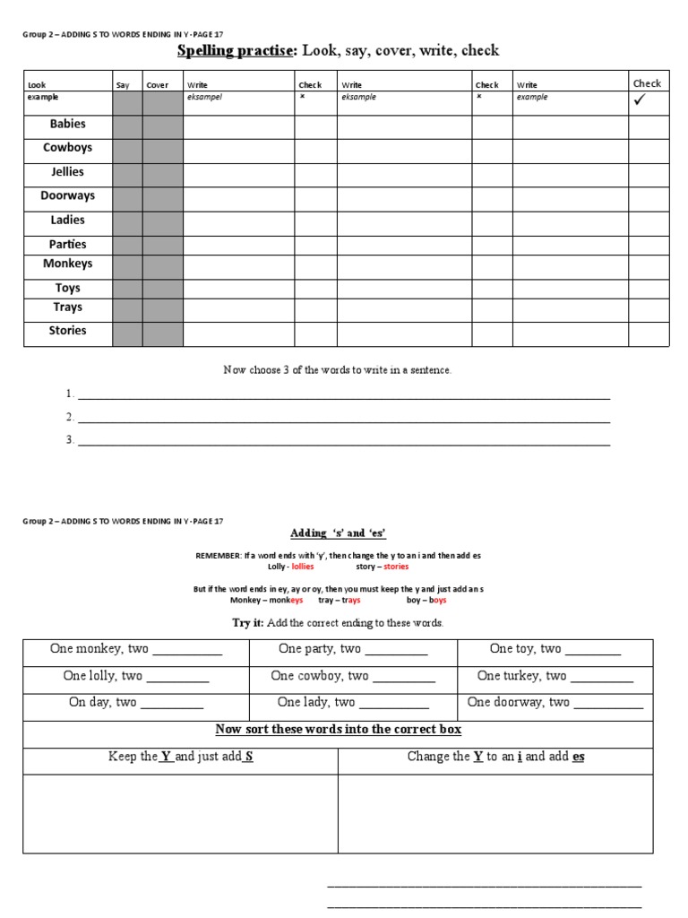 Plural Rules for Words Ending in Y | PDF