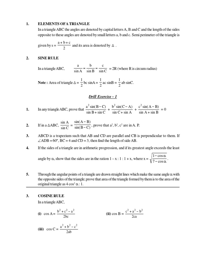 Properties of Solution & Triangle-01- Theory | PDF | Triangle | Area