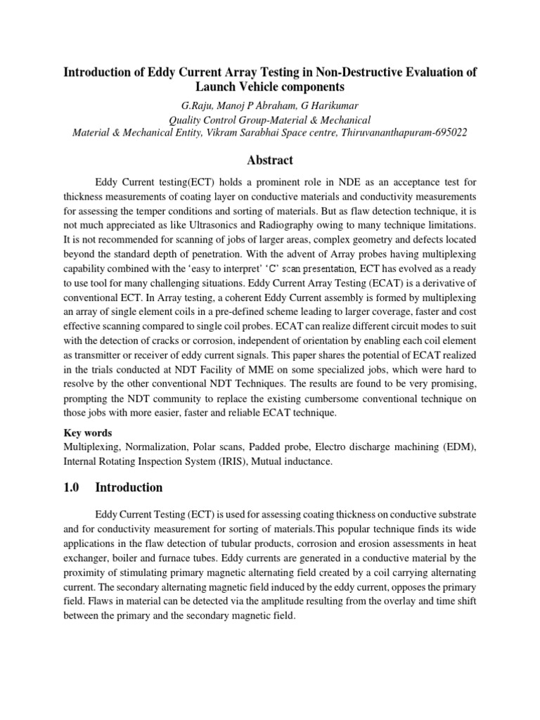 ECAT NAMS Paper by Raju G | PDF | Nondestructive Testing | Materials