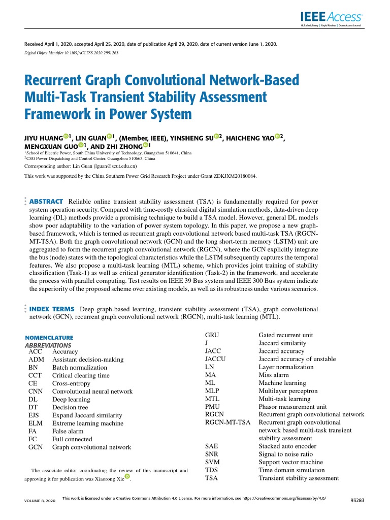 Recurrent Graph Convolutional Network-Based Multi-Task Transient ... Recurrent Graph Convolutional Network-Based Multi-Task Transient ...