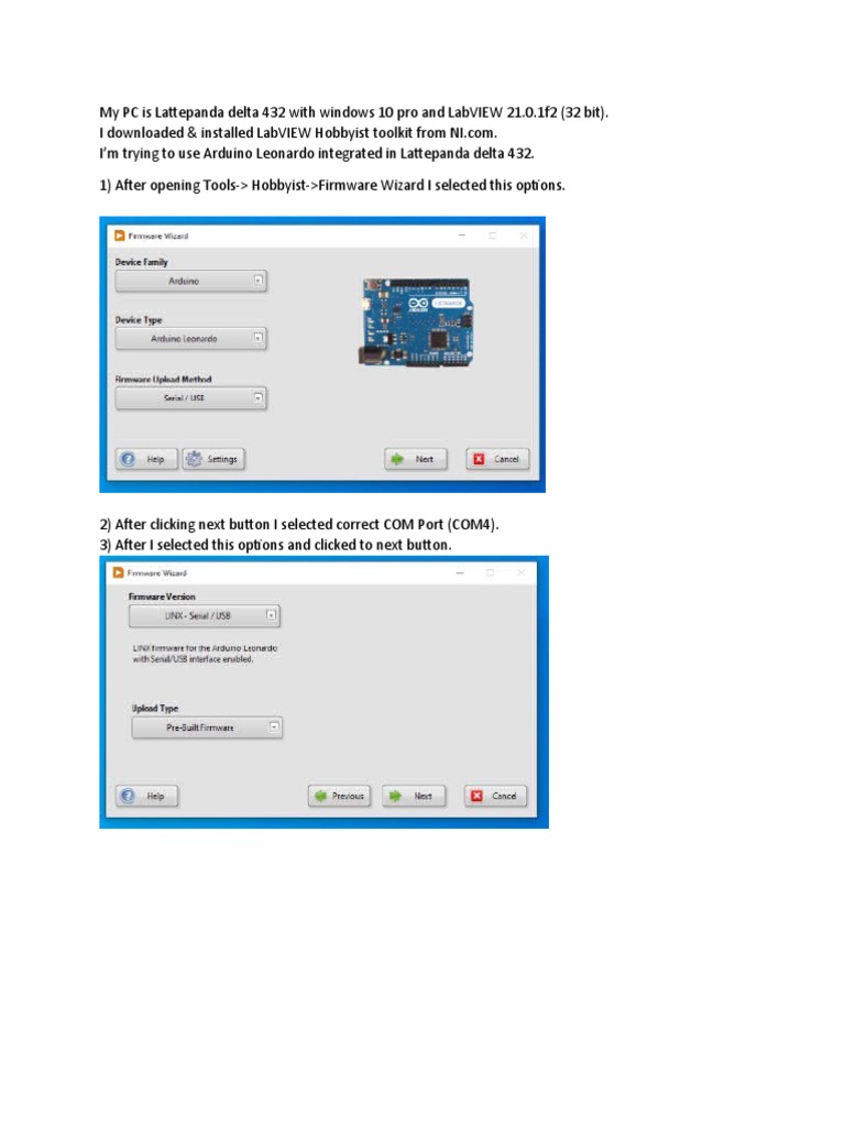 LabVIEW Hobbyist Toolkit Problem With Arduino Leonardo | PDF