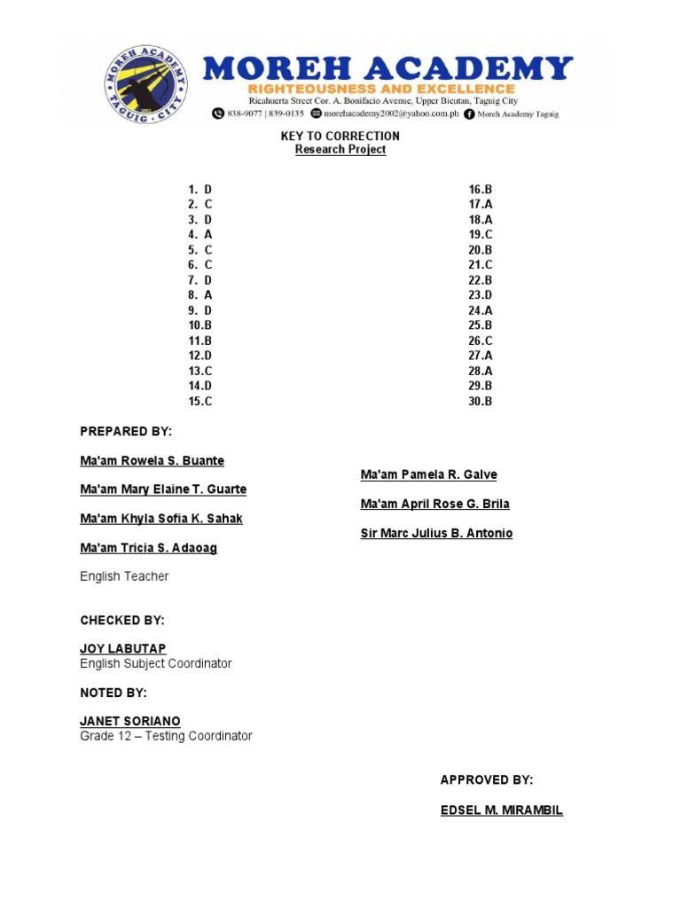 RP Answer Keys | PDF