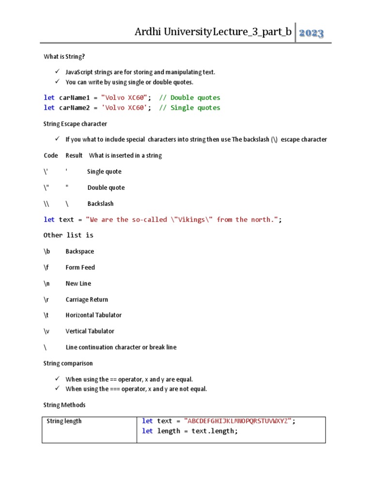 Lecture 3 JS Part B | PDF | Html | Java Script