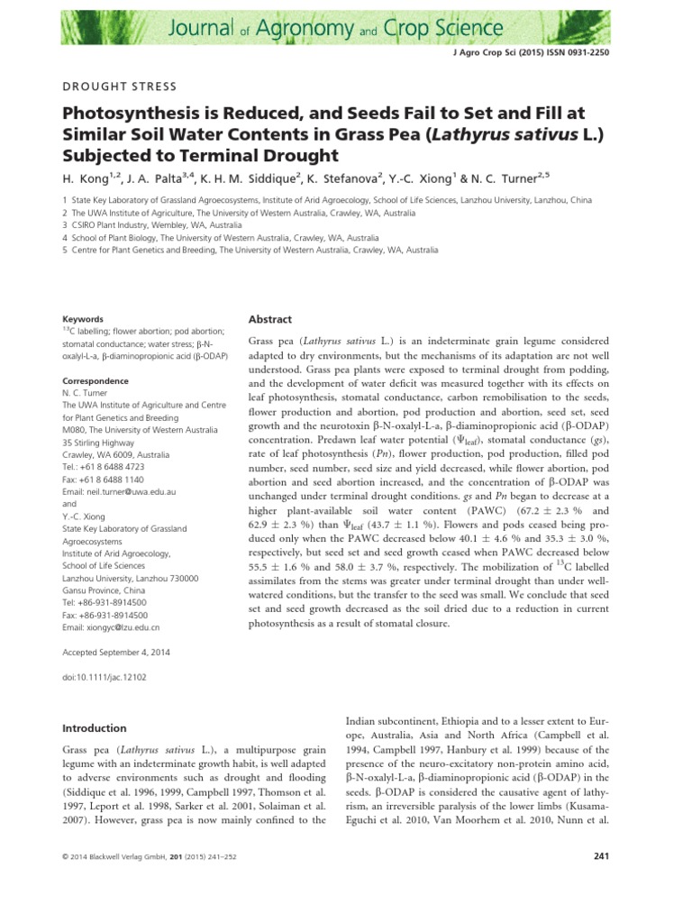 Kong Et Al-2015-Journal of Agronomy and Crop Science | PDF | Legume | Soil