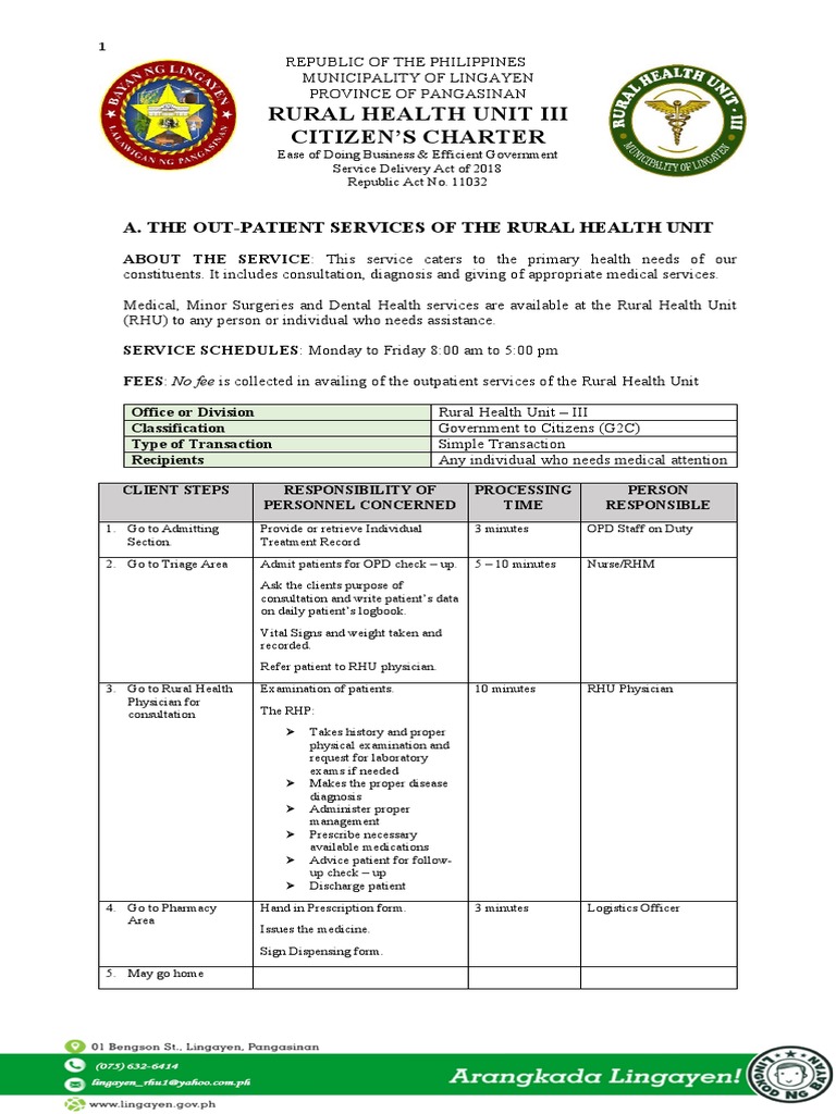 Citizen's Charter | PDF | Physical Examination | Medical Prescription