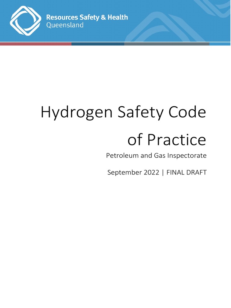 FINAL DRAFT Hydrogen Safety Code of Practice August 2022 | PDF | Fuels ...