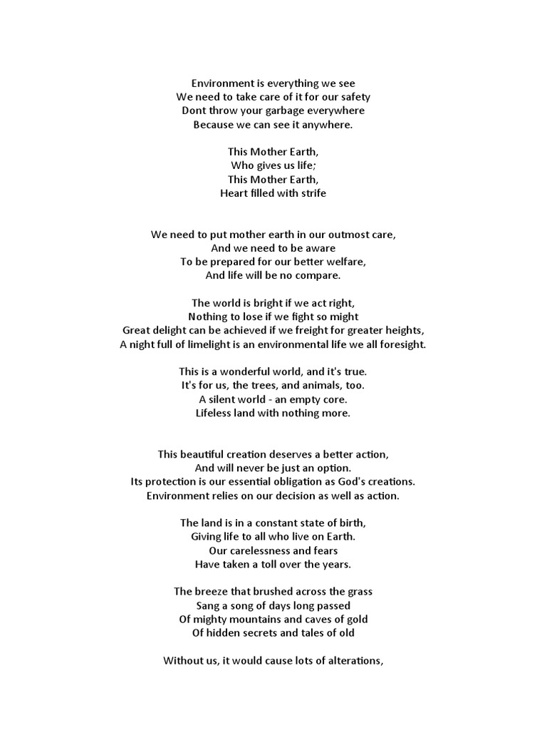 Environment Is Everything We See POEM | PDF | Religion & Spirituality