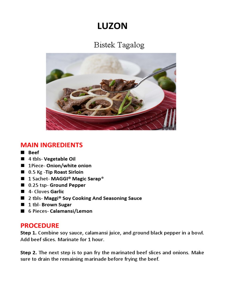 Luzon Dishes | PDF | Sauce | Beef
