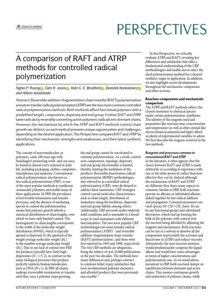 Perspectives: A Comparison of RAFT and ATRP Methods For Controlled ...