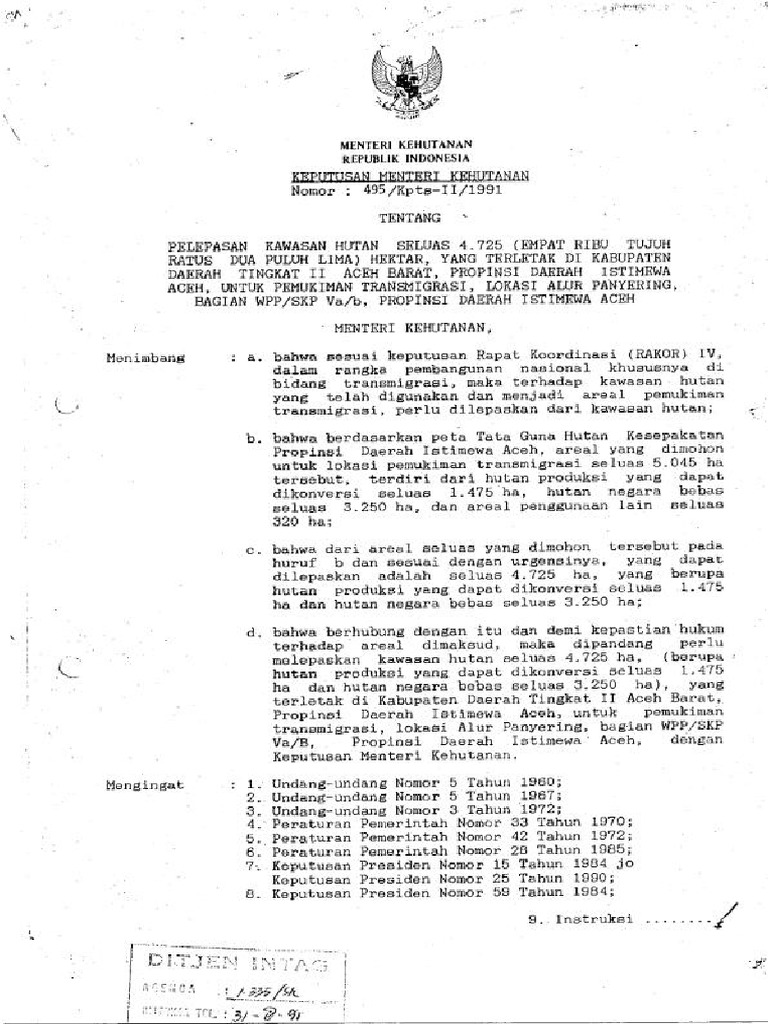 SK - PKH No. 495-KPTS-II-1991 | PDF