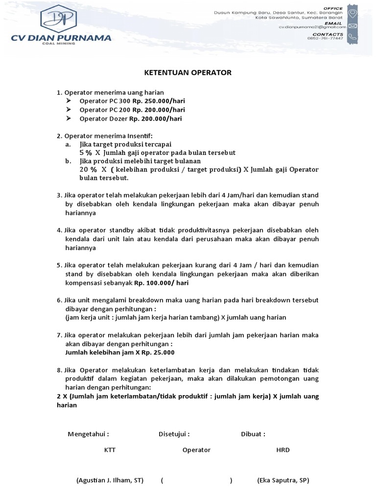 Ketentuan Operator | PDF