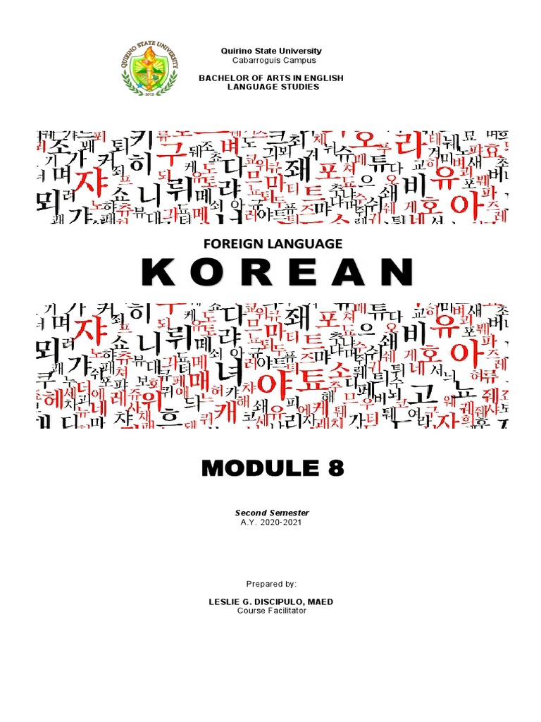 Finals Module8 Korean | PDF | Verb | Grammatical Tense