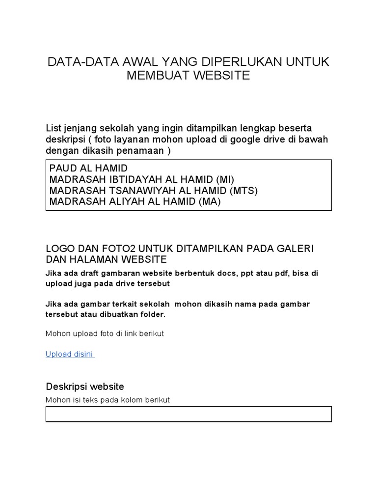Format Input Website Alhamid Banjarmasin | PDF