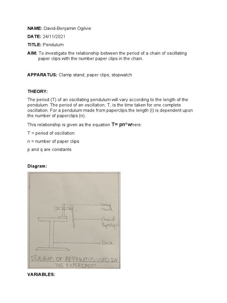 Pendulum Lab Pdf Oscillation Pendulum