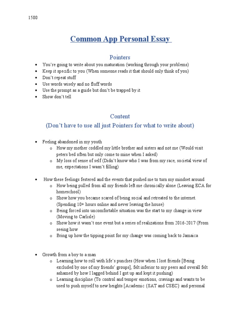 Common App Personal Essay | PDF | Disciplines | Psychology
