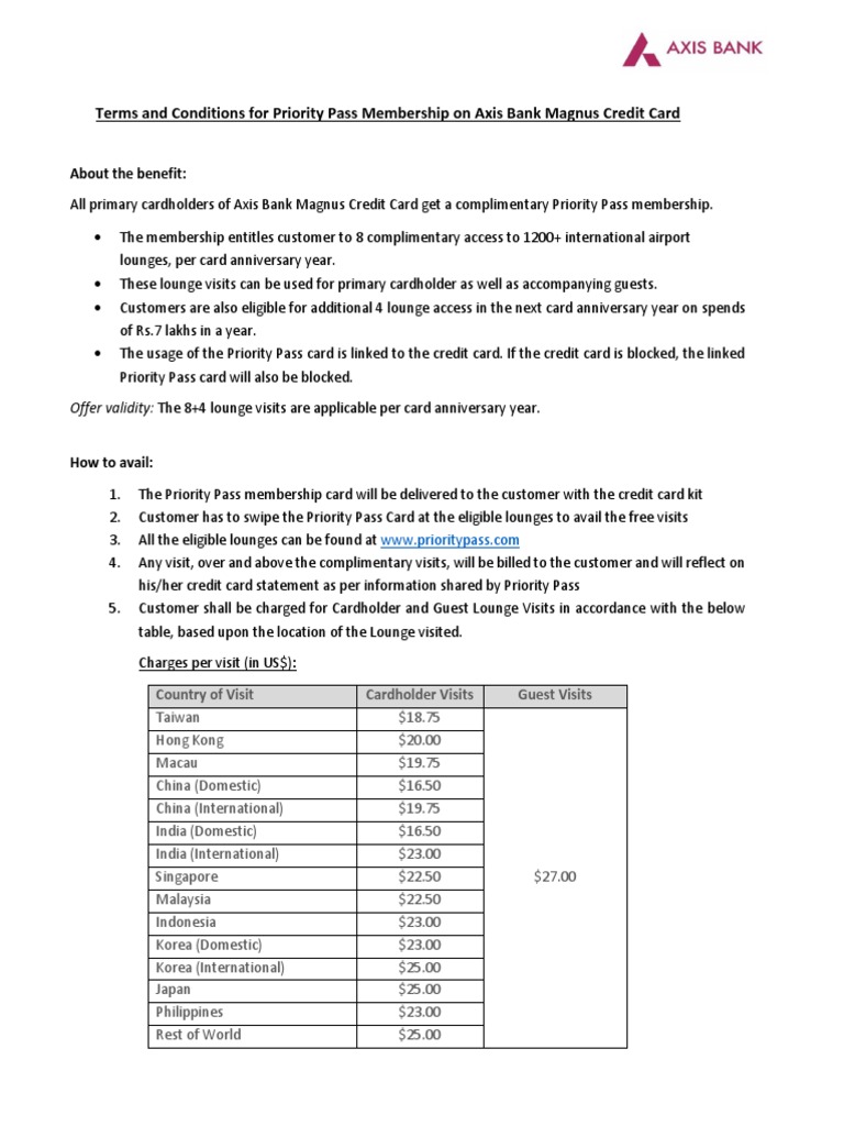Priority Pass Detailed T C Pdf Airport Lounge Credit Card