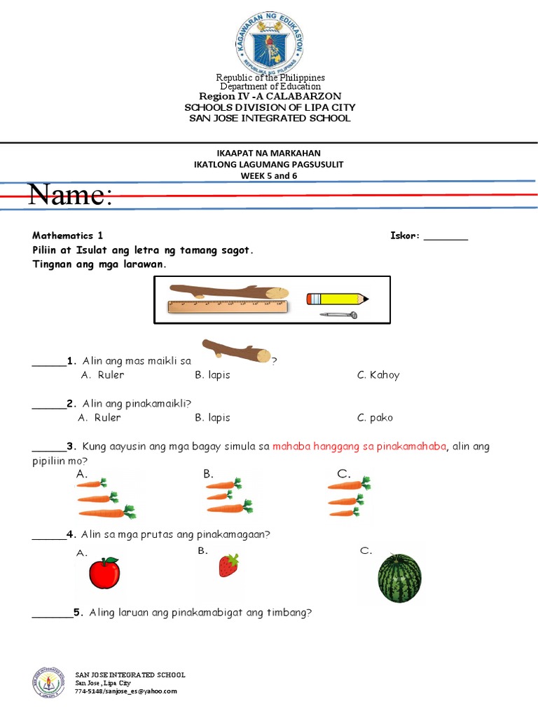 Summative - Test - Q4 - Week 5-6 - by Subjects | PDF