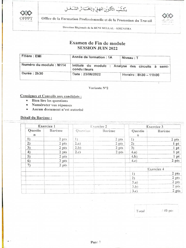 EFM Semi Conducteurs TEMI A - 2022 - DR BMKH | PDF