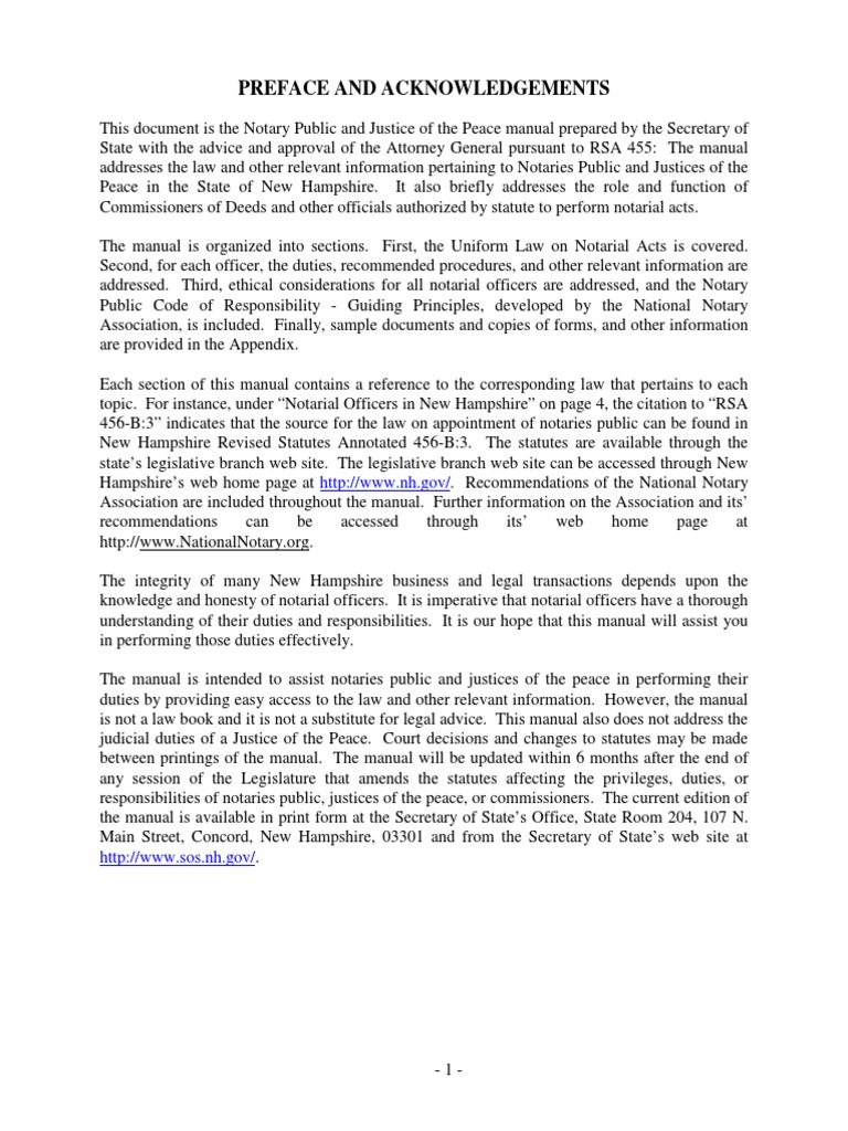 NH Notary Public & JP Manual | PDF | Politics