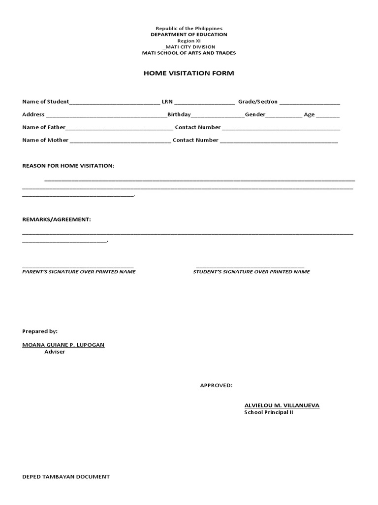 Home Visit Form | PDF
