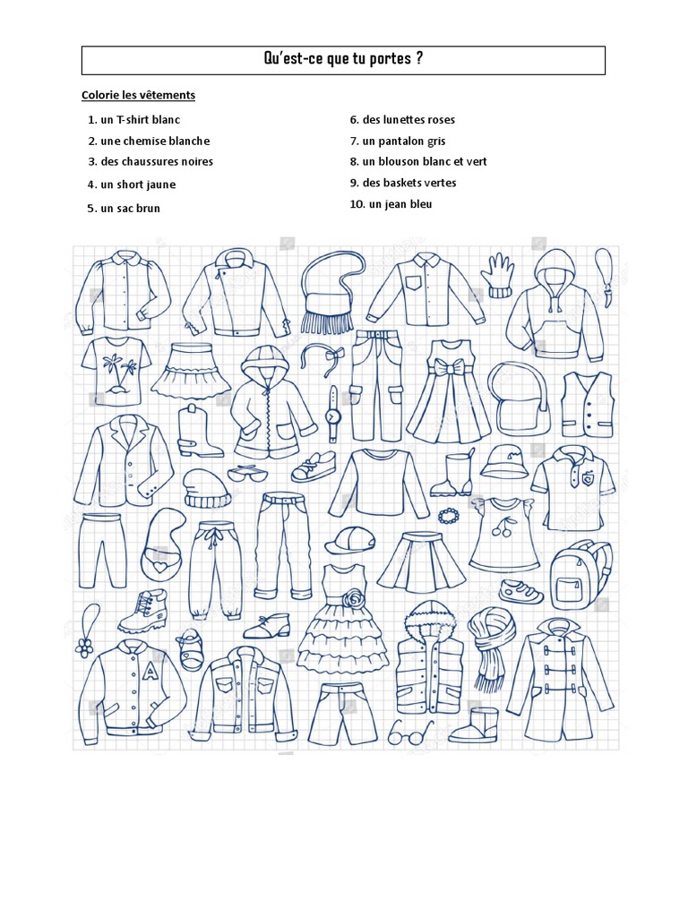Les Vêtements Et Les Couleurs Ex1 | PDF | Bien-être