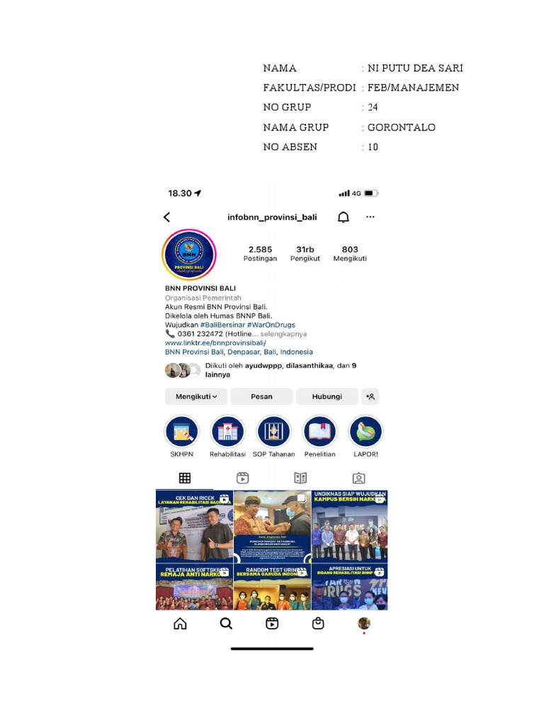 Bukti SS Follow Akun Ig Dan Subs Yt BNN Provinsi Bali | PDF | Gaya Hidup