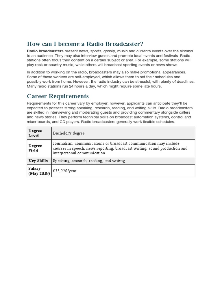 How To Work in Radio | PDF | Advertising | News