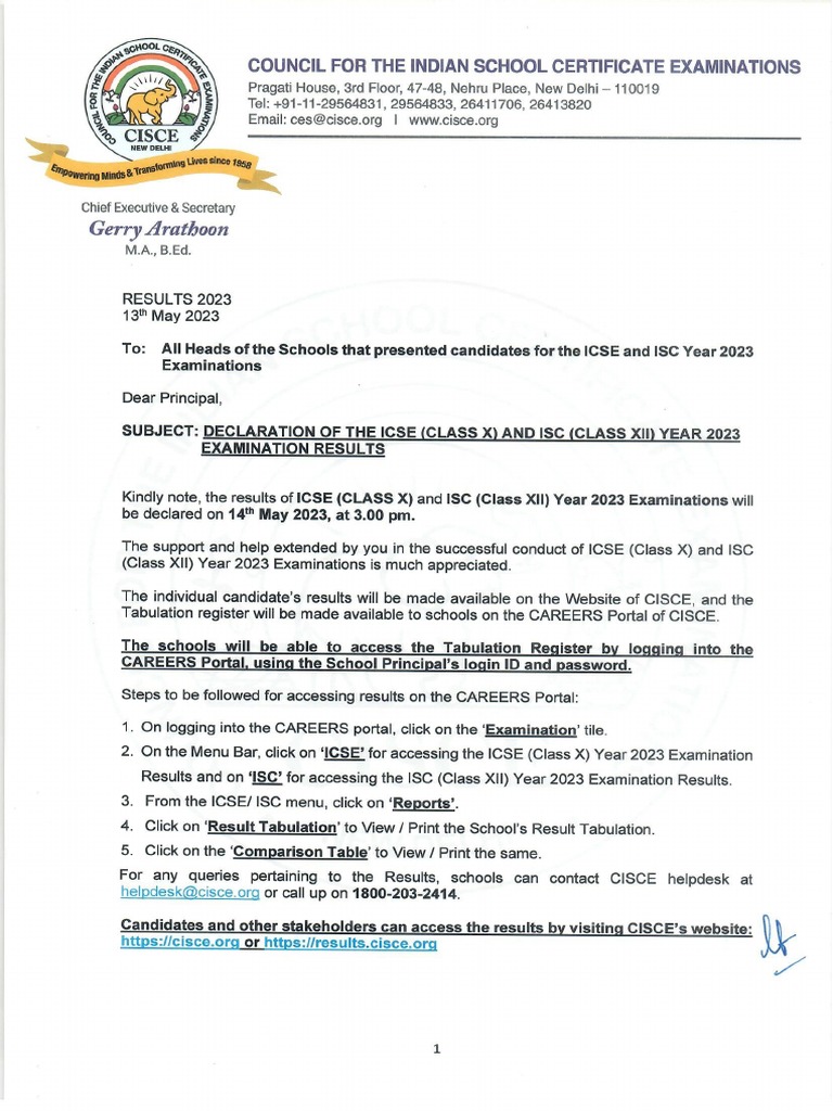 Declaration of Results 2023 | PDF