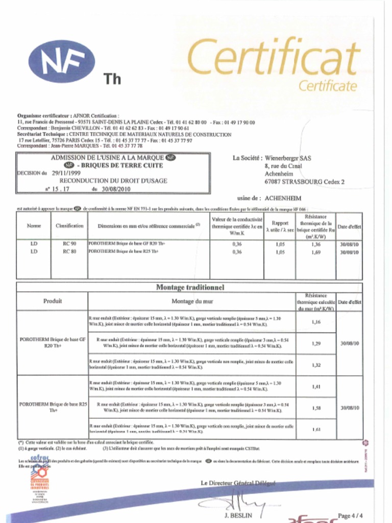 Certificat NF TH GF R20 TH+ R25 TH+ | PDF