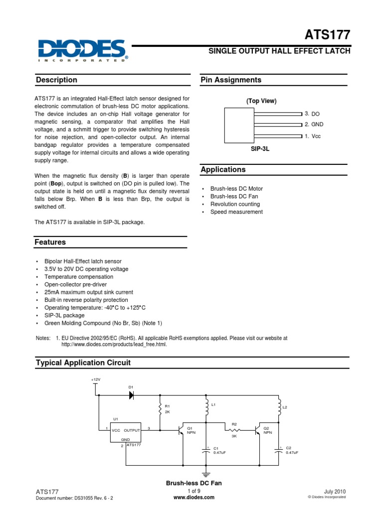 ATS177 Hall Effect Datasheet | PDF | Electrical Engineering | Electrical Components