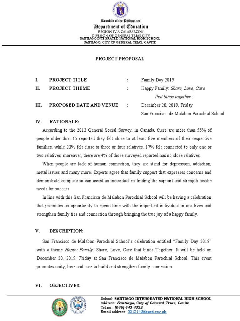 Family Day Proposal | PDF | Dances