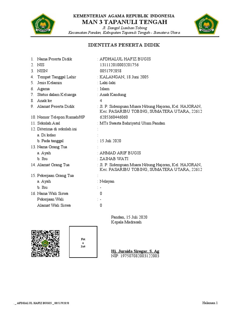 Identitas Kelas XII - IPS.2 | PDF