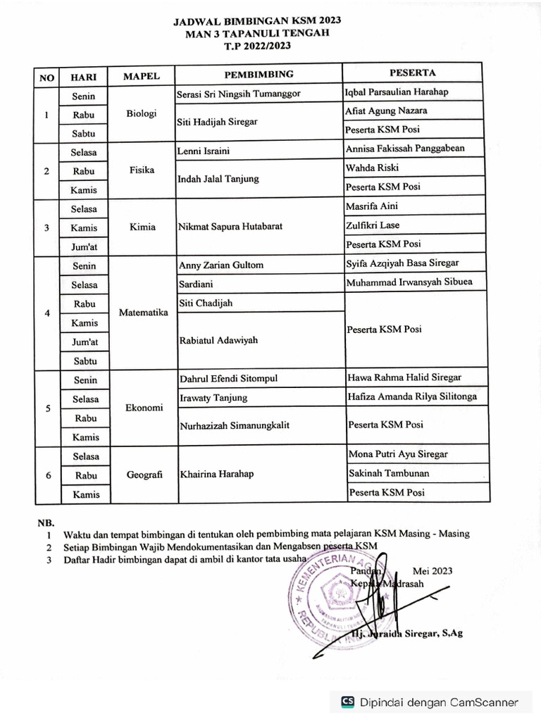 Jadwal Bimbingan KSM | PDF