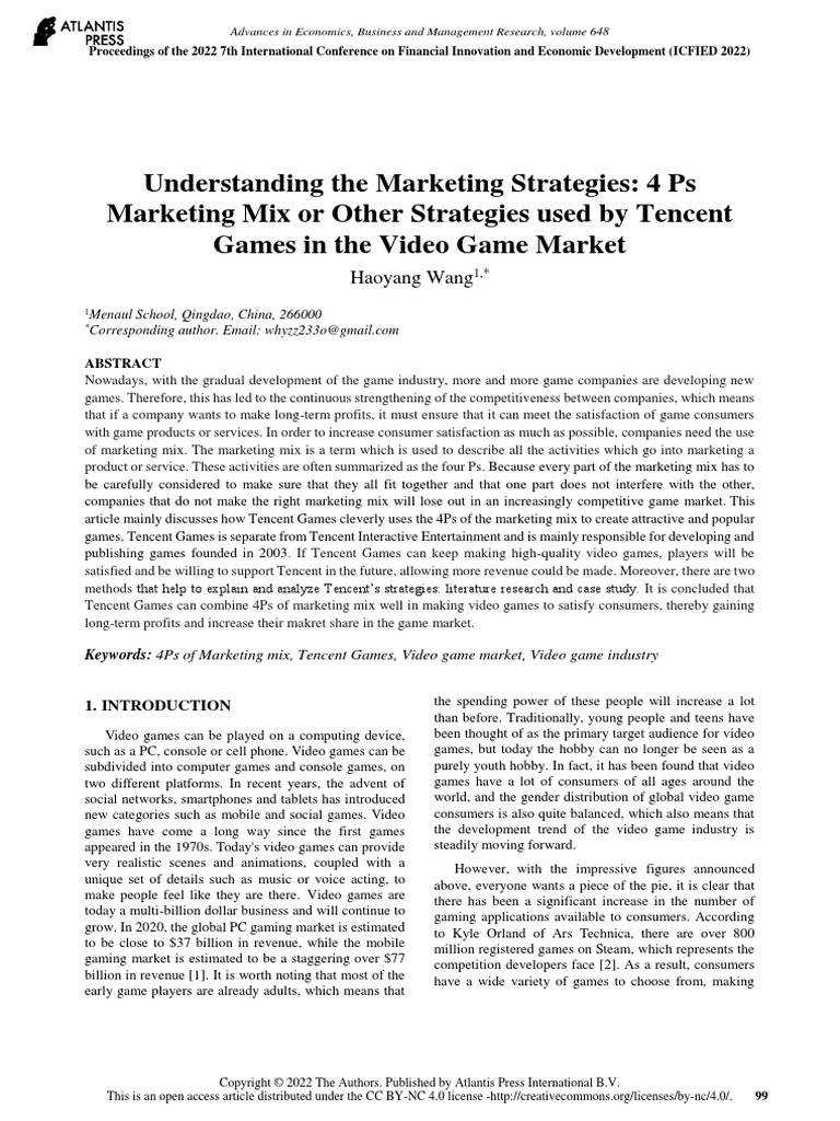 Marketing Strategies Used by Tencent Games in The Video Game Market | PDF