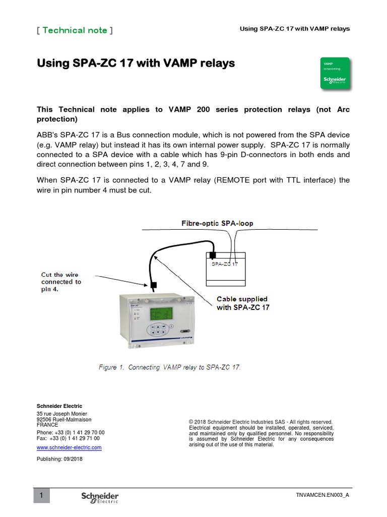 TNVAMC - EN003 A Using SPA ZC 17 With VAMP Relays | PDF | Technology ...