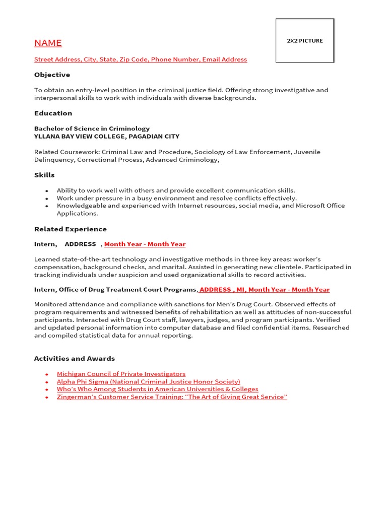 Resume Application Letter | PDF | Criminal Justice | Crime & Violence