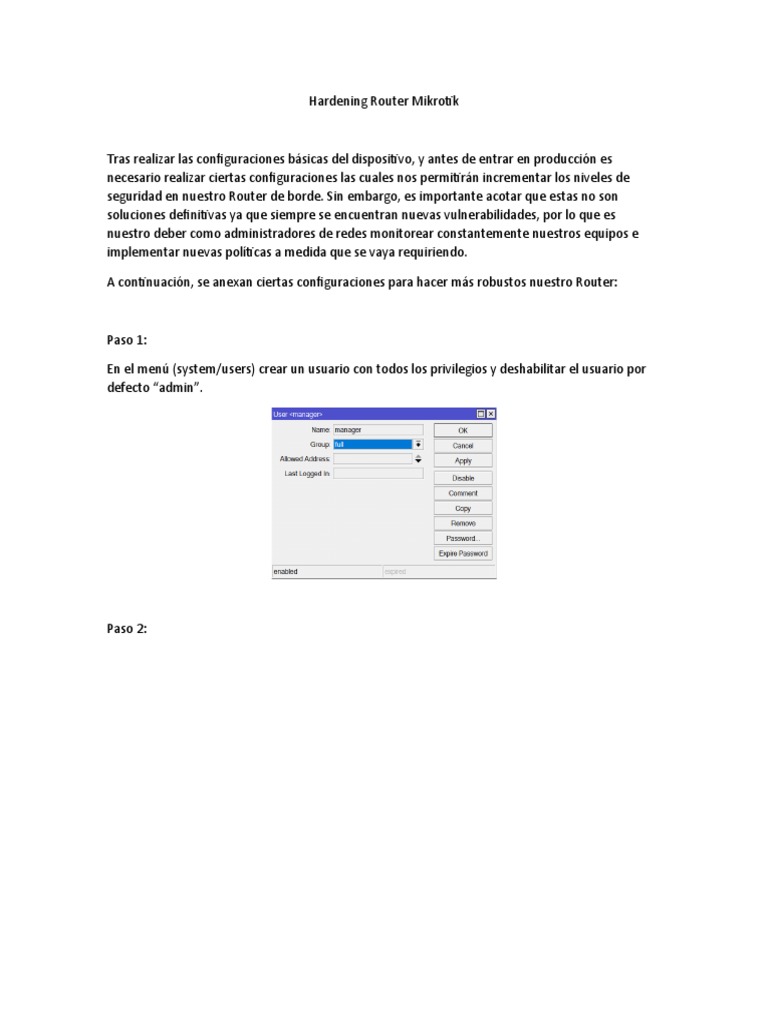 Hardening Router Mikrotik | PDF