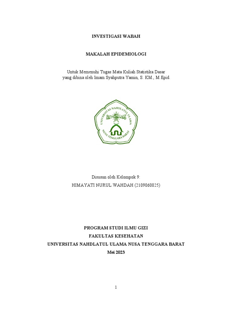 Investigasi Wabah KLMPK 9 | PDF