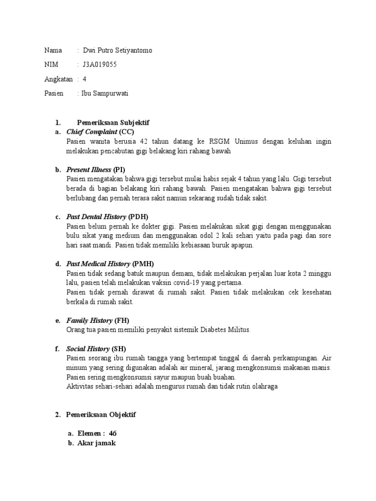 Pencabutan Gigi Infiltrasi - Dwi Putro Setiyantomo | PDF