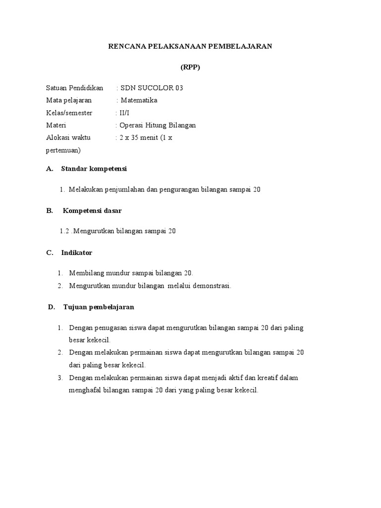 RPP Matematika Kelas 2, Apkg, Evaluasi | PDF