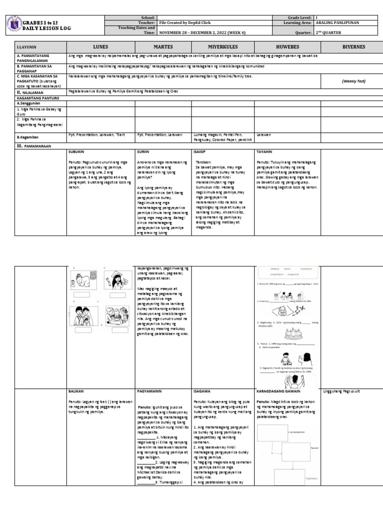 DLL Araling Panlipunan 1 q2 w4 | PDF