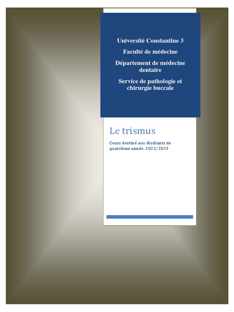 3 Trismus | PDF | Douleur | Sciences de la santé