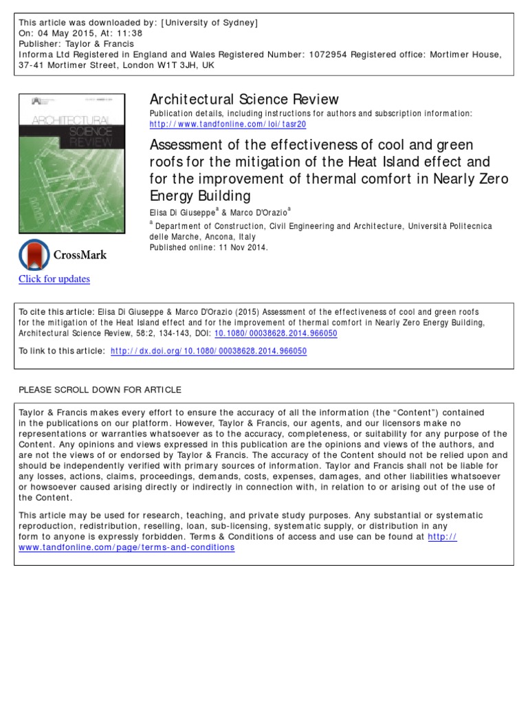 Architectural Science Review: Click For Updates | PDF