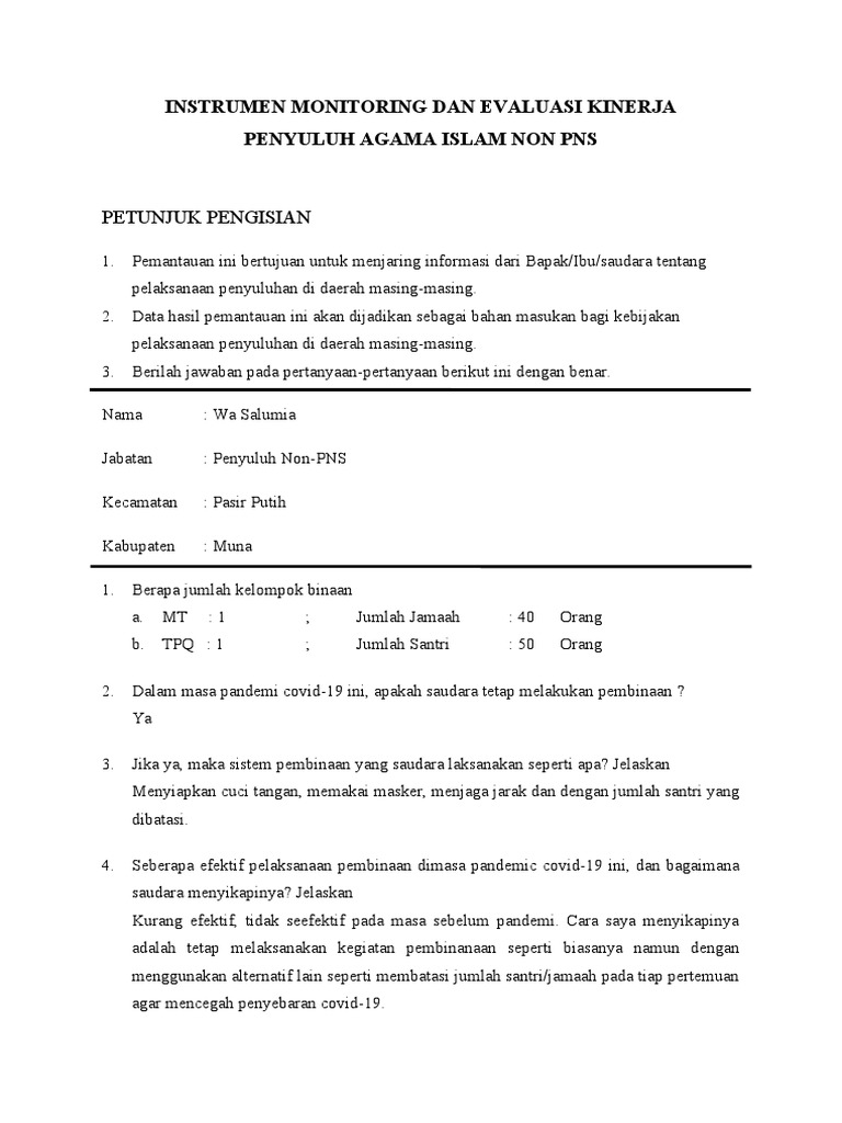 Instrumen Monitoring Dan Evaluasi Kinerja | PDF