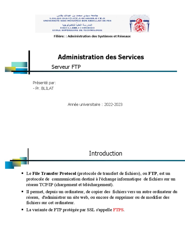 Support Cours FTP | PDF | Protocole de transfer de fichier | Réseau ...
