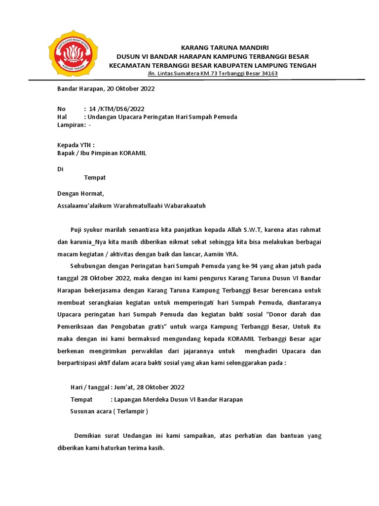 Karang Taruna Surat Undangan-koramil | PDF