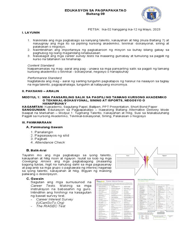 EsP 9 QTR 4 DLL Mod 1 | PDF