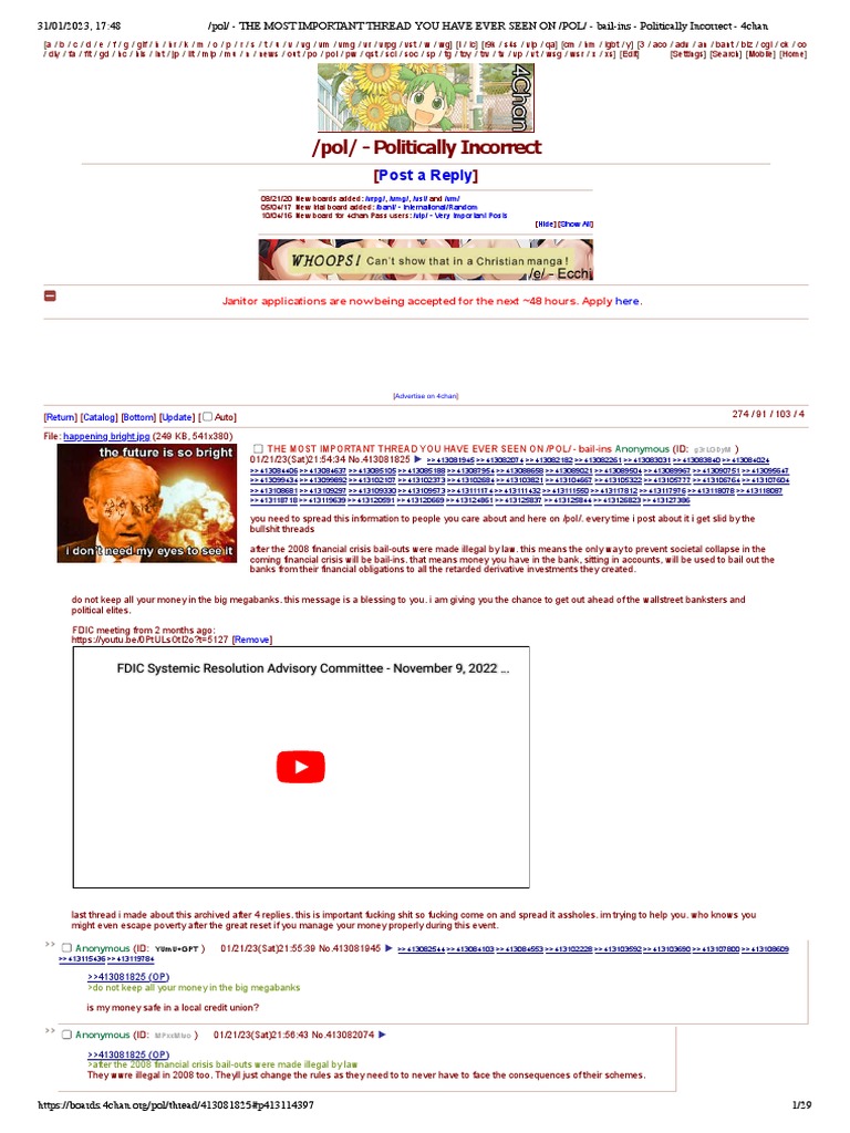 Pol - THE MOST IMPORTANT THREAD YOU HAVE EVER SEEN ON - POL - Bail-Ins - Politically Incorrect ...