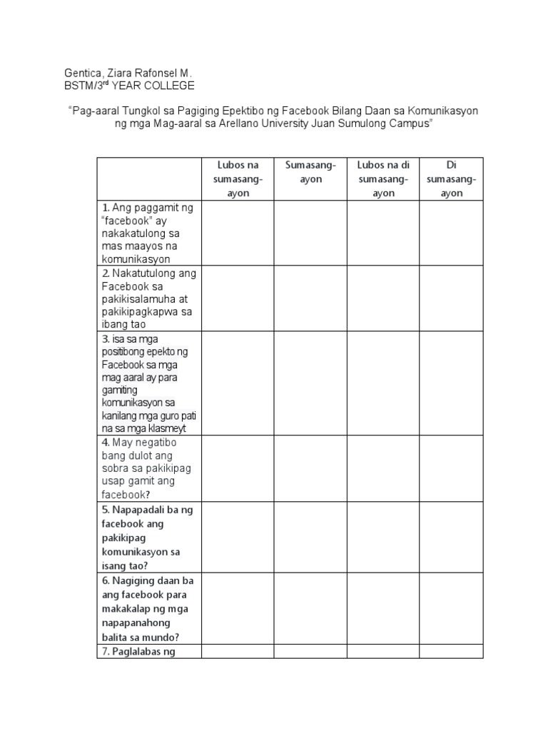 Bumuo NG Talatanungan Sa Sarbey | PDF