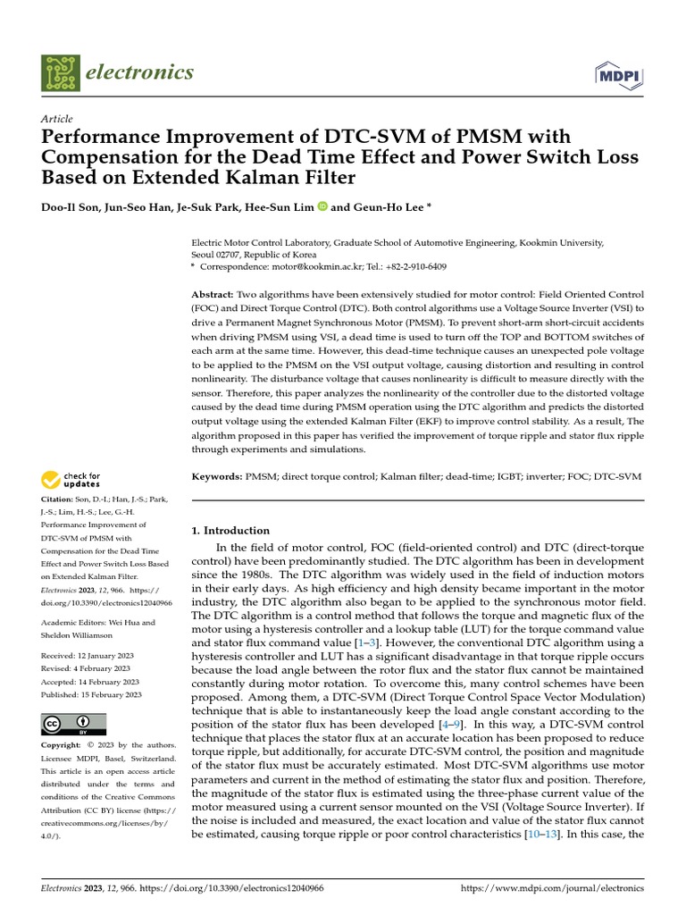 Performance Improvement of DTC-SVM of PMSM With | Download Free PDF ...